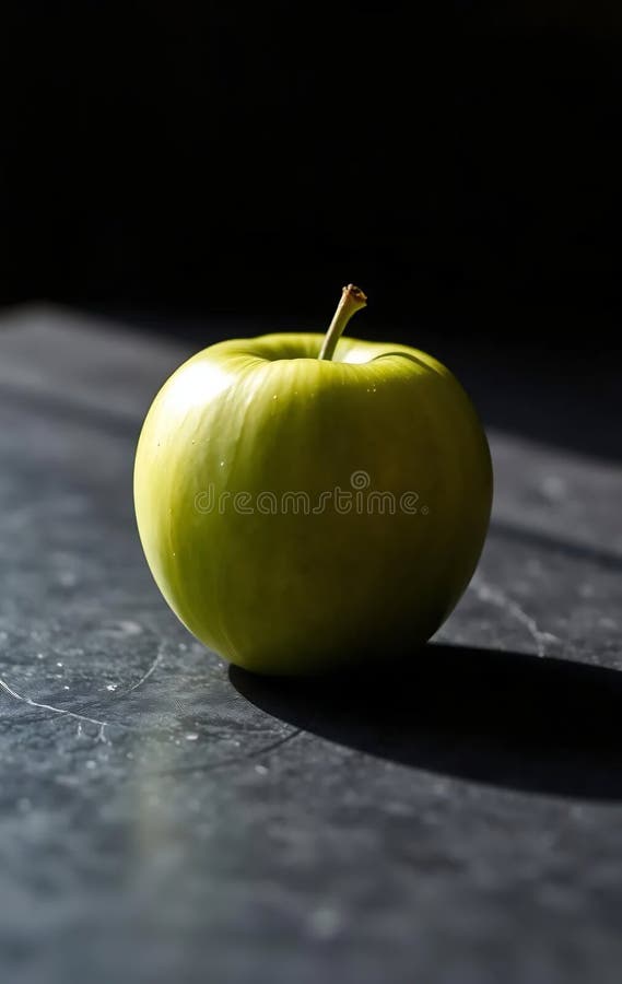 Single Green Apple on Slate Stock Illustration - Illustration of foodie ...
