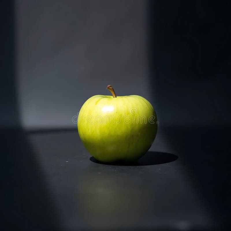 Single Green Apple on Slate Stock Illustration - Illustration of green ...