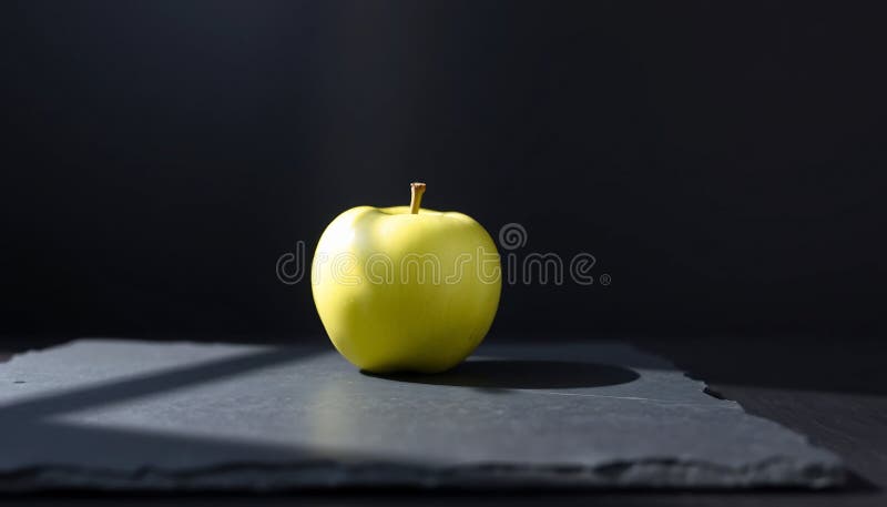 Single Green Apple on Slate Stock Illustration - Illustration of ...