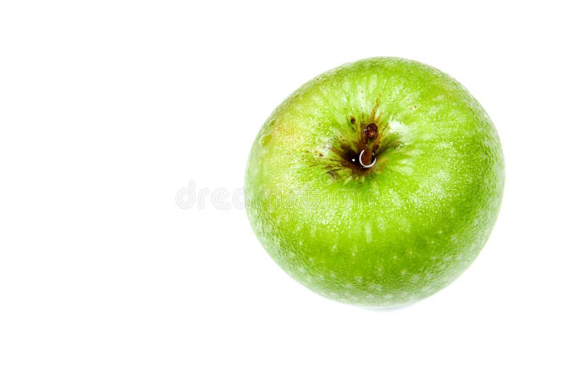 Single Green Apple on White Stock Photo - Image of closeup, garden ...