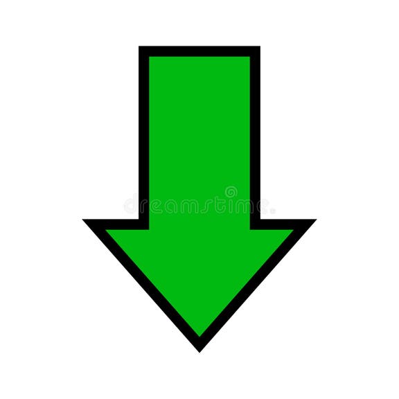 Single Green Arrow, Arrow Down Sign Isolated on White, Arrow Sign for ...
