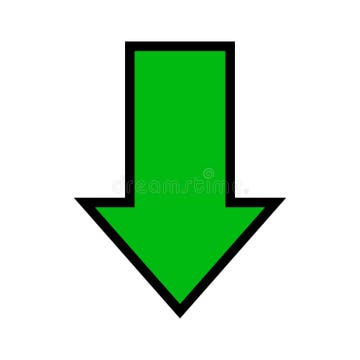 Single Green Arrow, Arrow Down Sign Isolated on White, Arrow Sign for ...