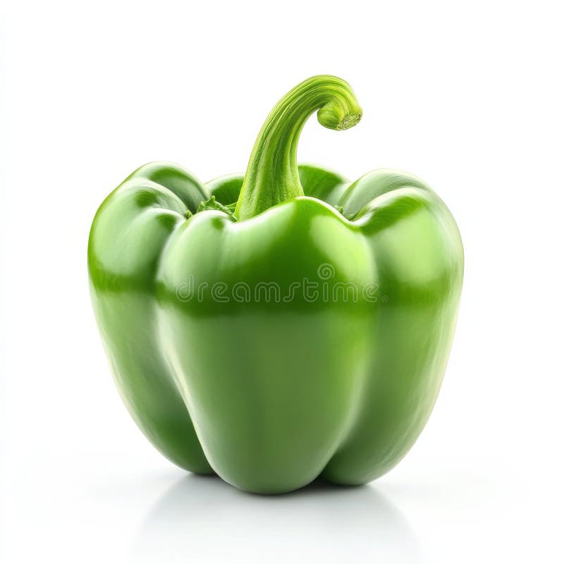 A Single Green Bell Pepper, Isolated on a White Background, Stock Image ...