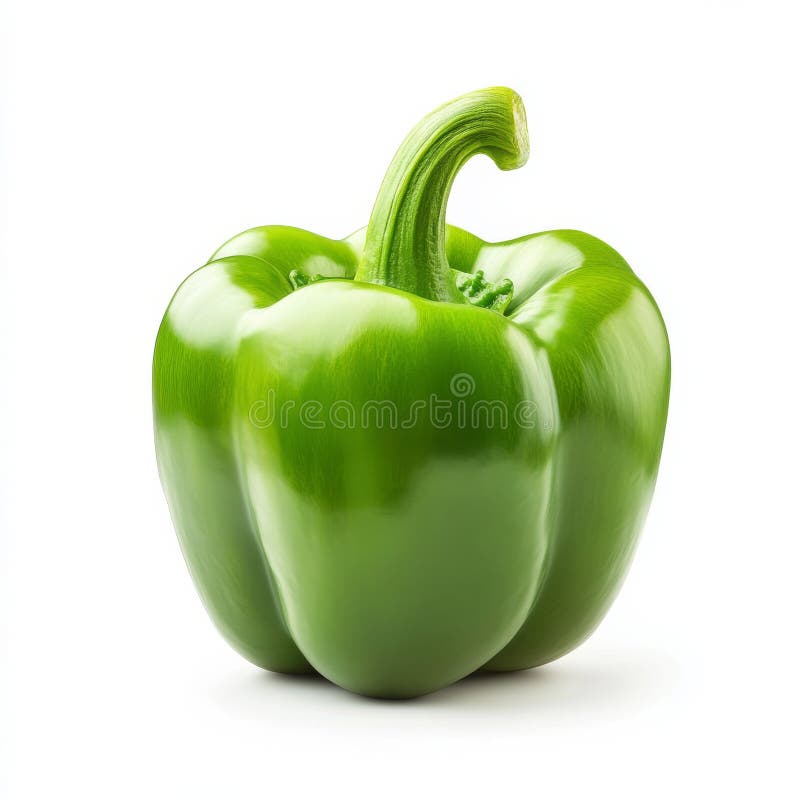 A Single Green Bell Pepper, Isolated on a White Background, Stock Photo ...