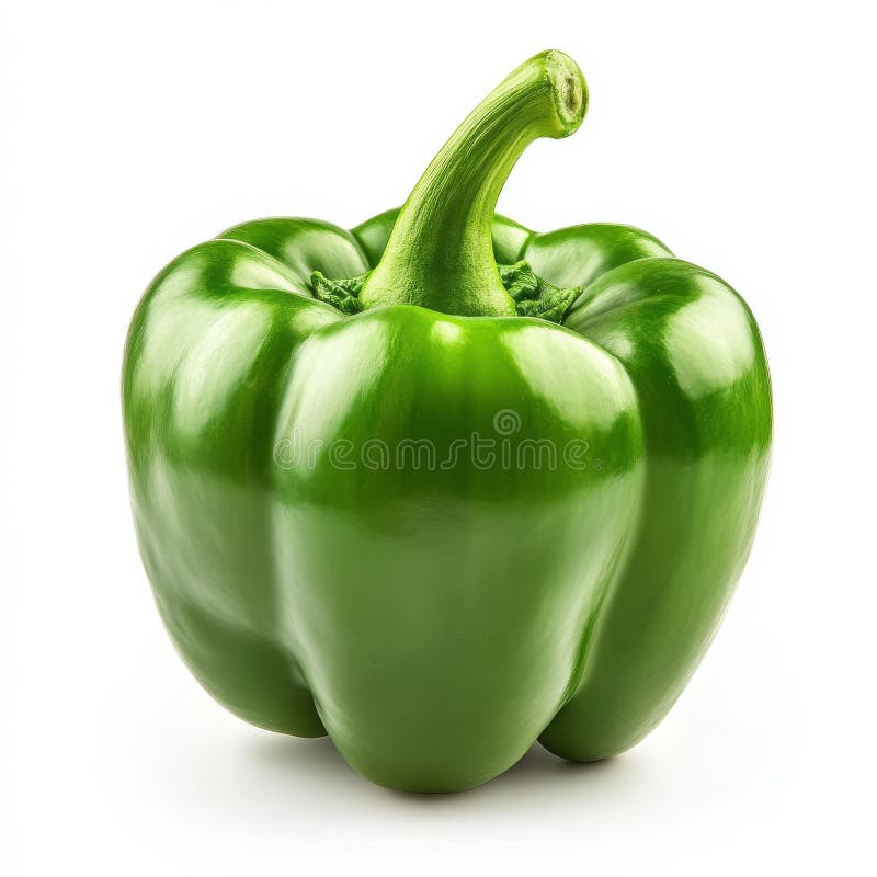 A Single Green Bell Pepper, Isolated on a White Background, Stock Image ...