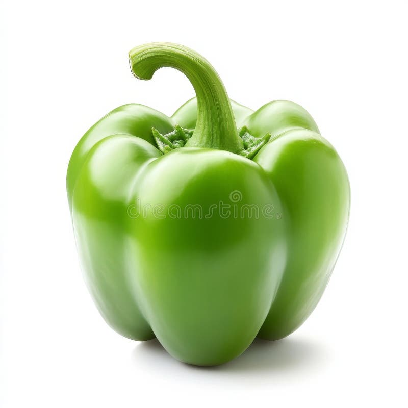 A Single Green Bell Pepper, Isolated on a White Background, Stock Image ...