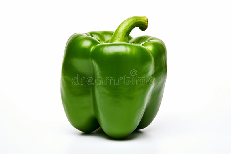Single Green Bell Pepper Vegetable on White Background Stock ...