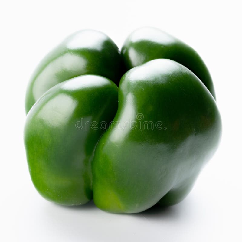 Single Green Bell Pepper on a White Surface Stock Image - Image of ...