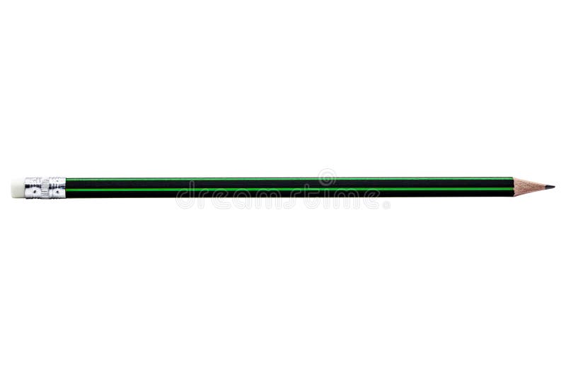 Single Green and Black Sharp Pencil with Eraser Stock Photo - Image of ...