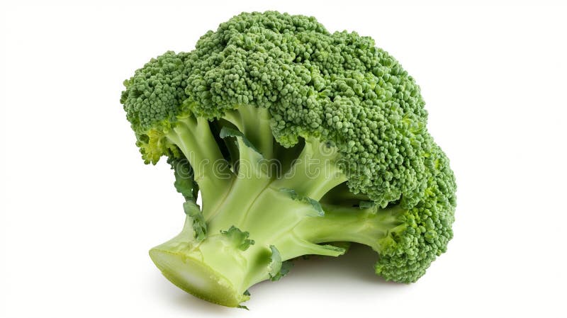 Single Green Broccoli Crown on a White Background Highlighting Its ...