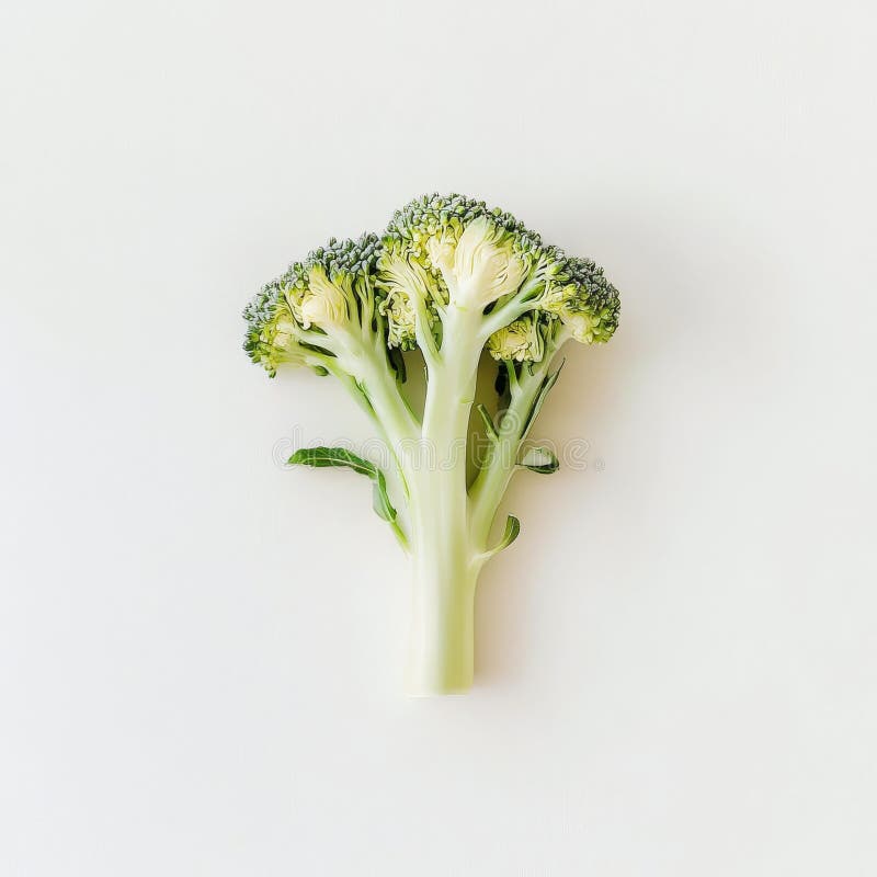 A Single Green Broccoli Floret, Isolated on a White Background ...