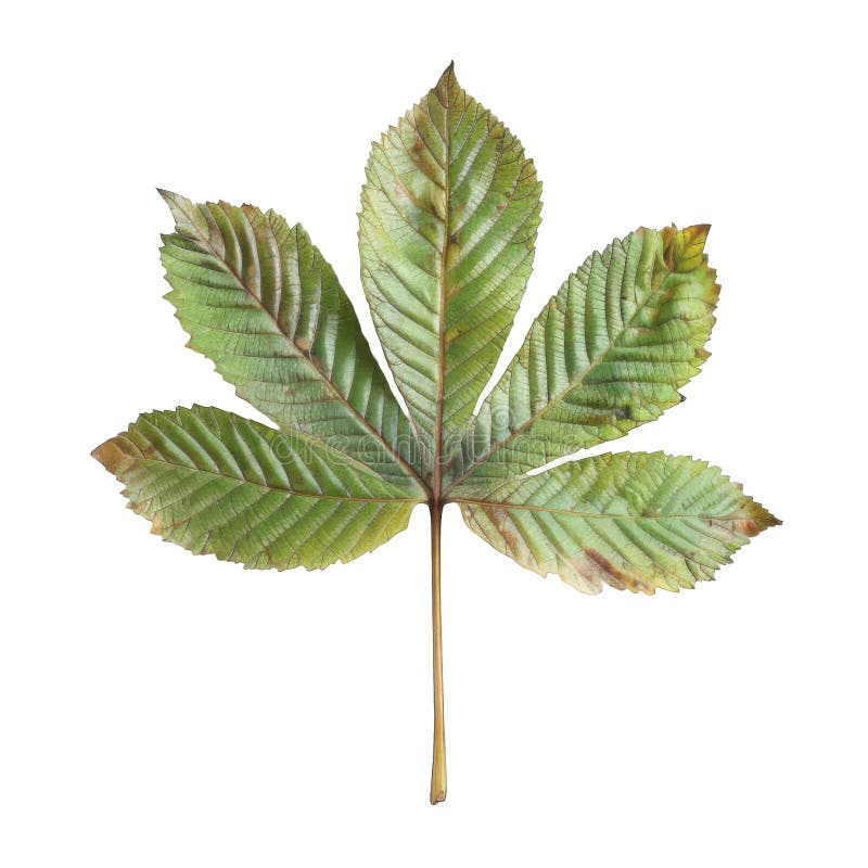 Single Green and Brown Horse Chestnut Leaf Stock Photo - Illustration ...