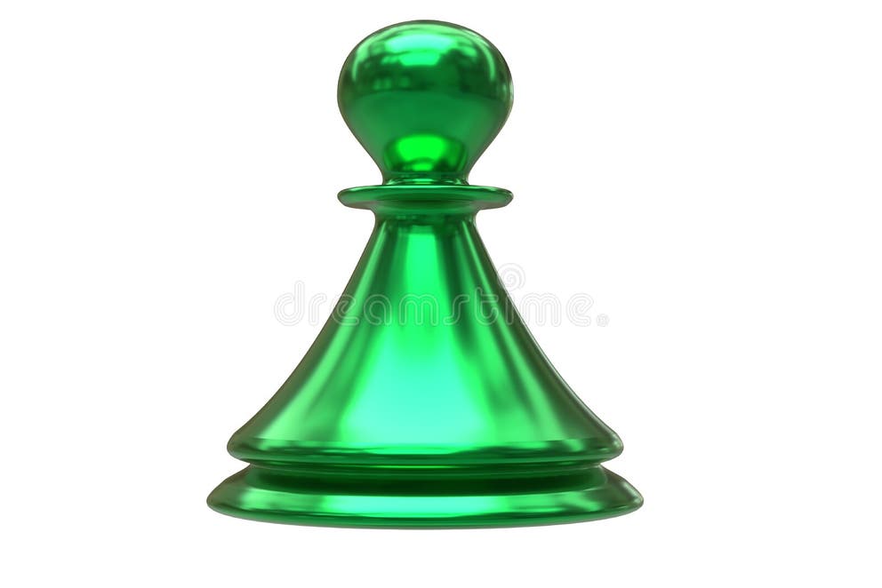 Single Green Classic Chess Pawn Isolated on White Background. 3D ...