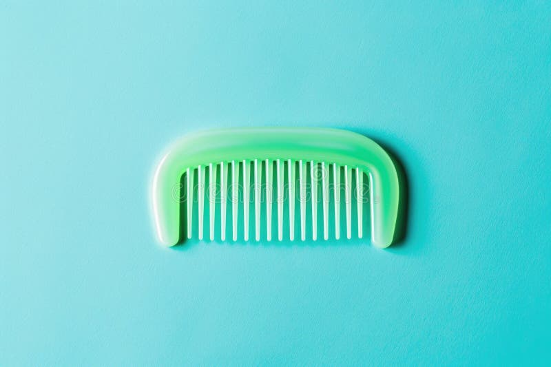 A Single Green Comb Sits on Top of a Bright Blue Surface, Ready for Use ...
