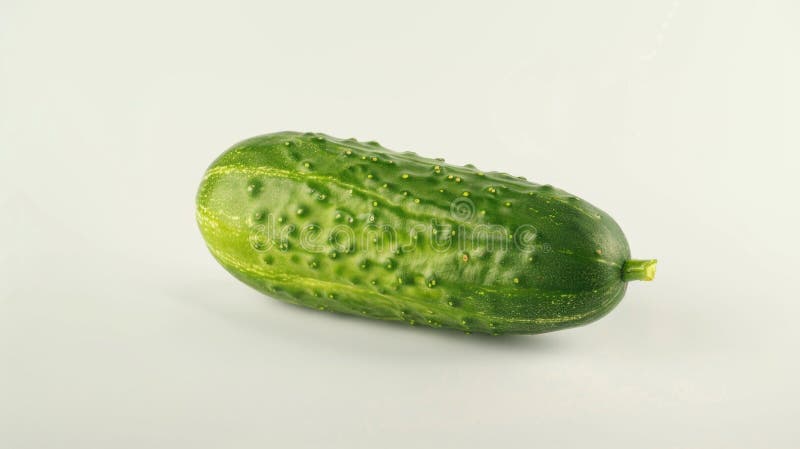 A Single Green Cucumber Sits on a White Surface, Ready To Be Used Stock ...