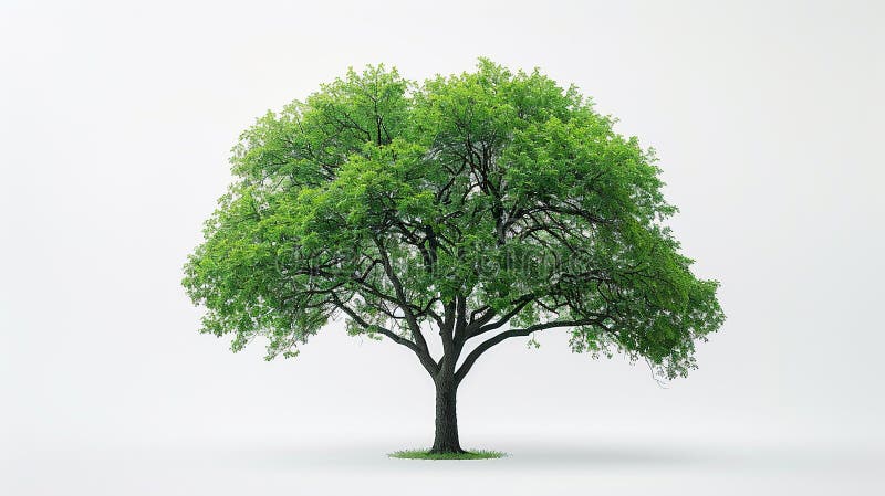 A Single, Green Deciduous Tree Stands Tall Against a White Background ...