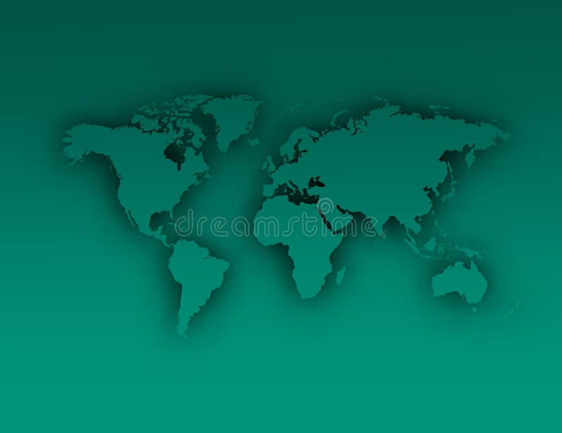 Single Green Emerald World Map Silhouette Shadow Stock Illustration ...