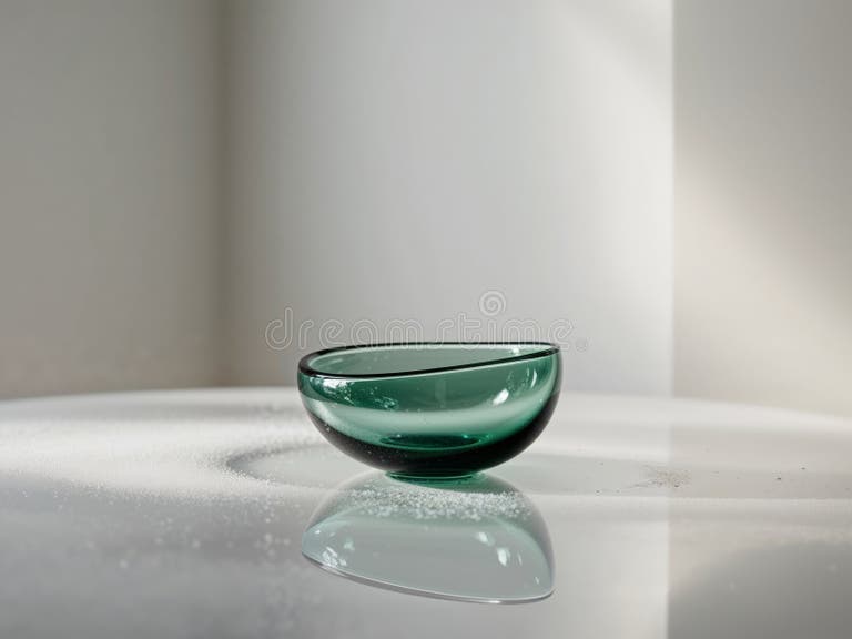 A Single Green Glass Object Sits on a Clean White Surface. Stock Image ...