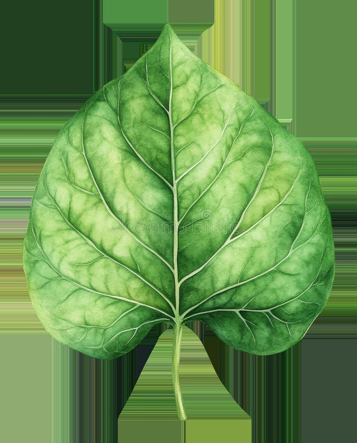 Single Green Leaf with Detailed Veining on Transparent Background ...