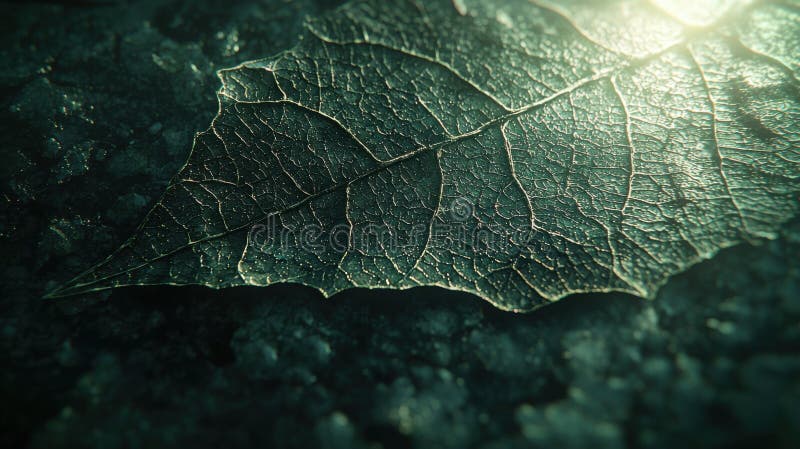 Single Green Leaf Resting on a Smooth Black Surface Creating a Striking ...
