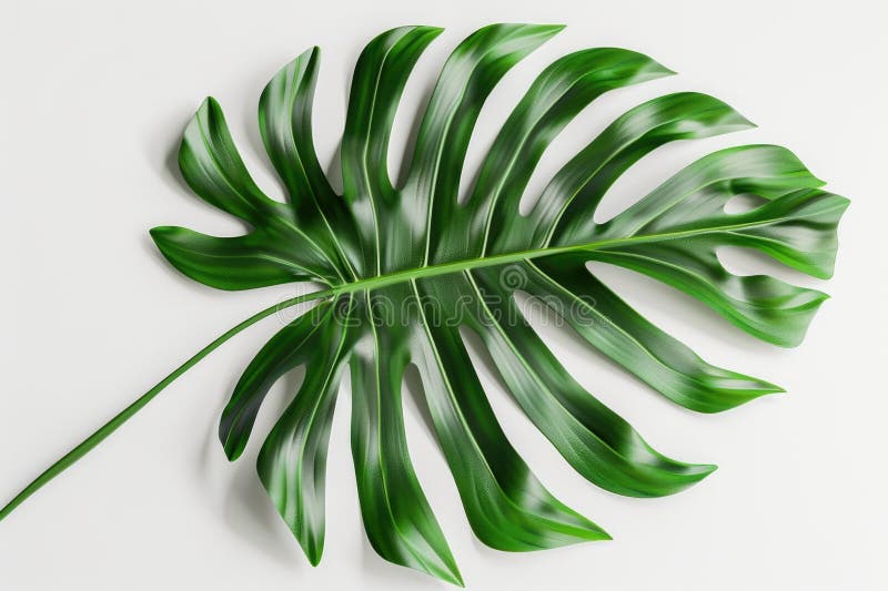 A Single Green Leaf Sitting on a White Surface Stock Image - Image of ...