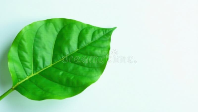 Single Green Leaf, Smooth Surface, Pure White Backdrop , Clean, Healthy ...