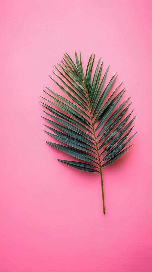 Green Palm Frond on a Vibrant Pink Background Showcasing Nature S ...