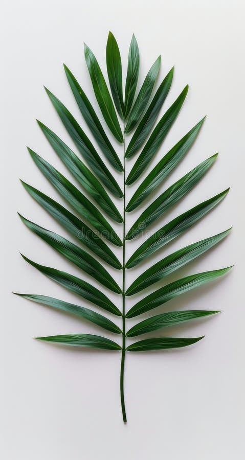Single Green Palm Leaf Against White Background Stock Photo - Image of ...