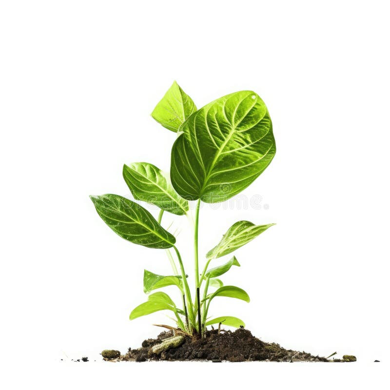 A Single Green Plant Sprout in a Patch of Earth on a White Background ...