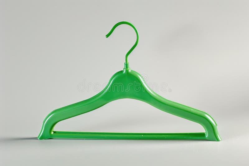 A Single Green Plastic Hanger Sitting on a White Background, Ideal for ...