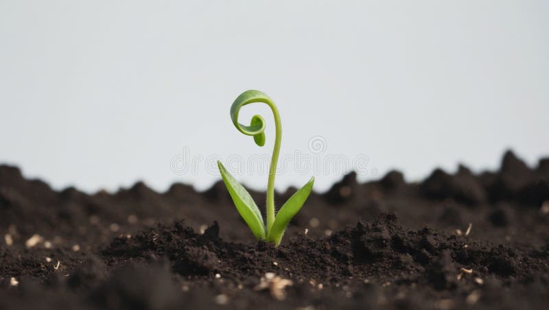 A Single Green Sprout Emerging from Dark Soil. Stock Photo - Image of ...