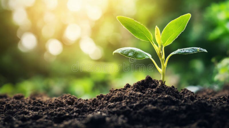 A Single Green Sprout Emerging from Rich Soil Stock Illustration ...