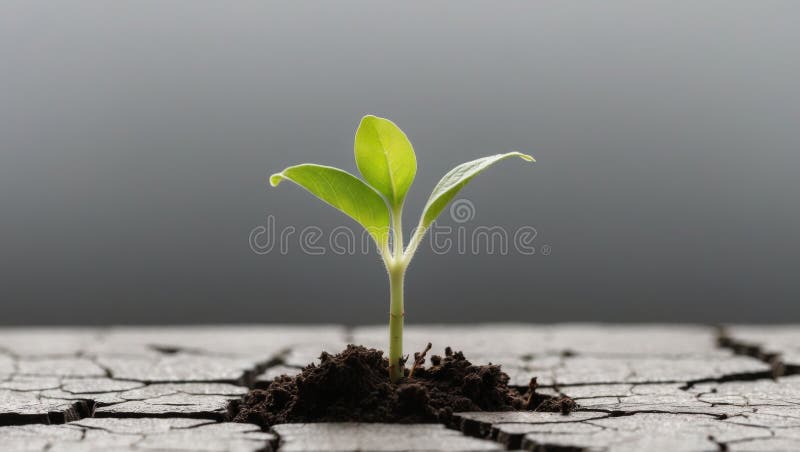 A Single Green Sprout Pushing through Dark Soil. Stock Photo - Image of ...
