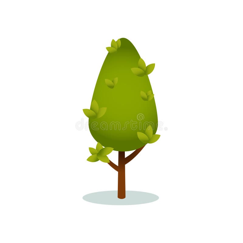 Single Green Tree Cartoon Isolated Vector Illustration Stock Vector ...