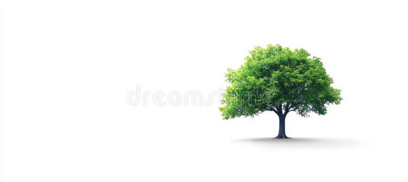Single Green Tree with Lush Foliage Isolated on White Background ...