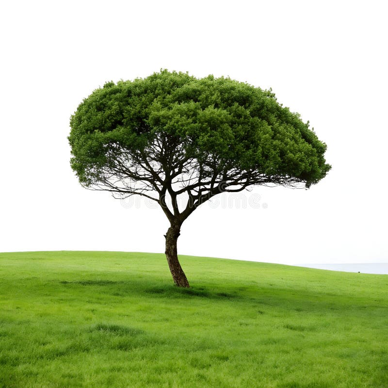 Single Green Tree Shape on Grass Isolated Stock Illustration ...