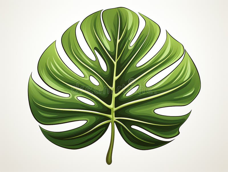 Single Green Tropical Monstera Leaf on White Background Top View ...