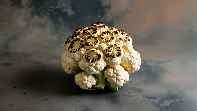 Single Grilled Cauliflower Floret with Charred Surface and Tight ...