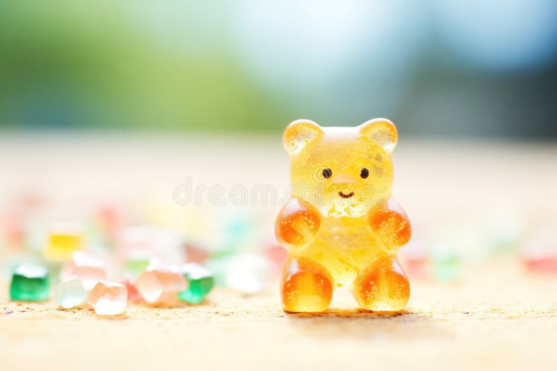 Single Gummy Bear Enlarged with Macro Lens Stock Photo - Image of ...