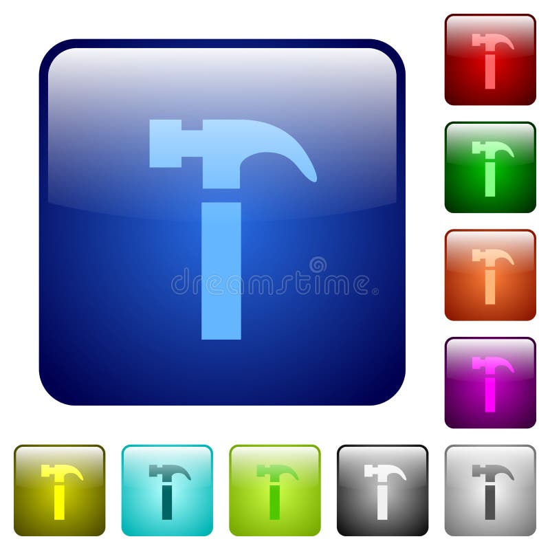 Single Hammer Color Square Buttons Stock Vector - Illustration of blue ...