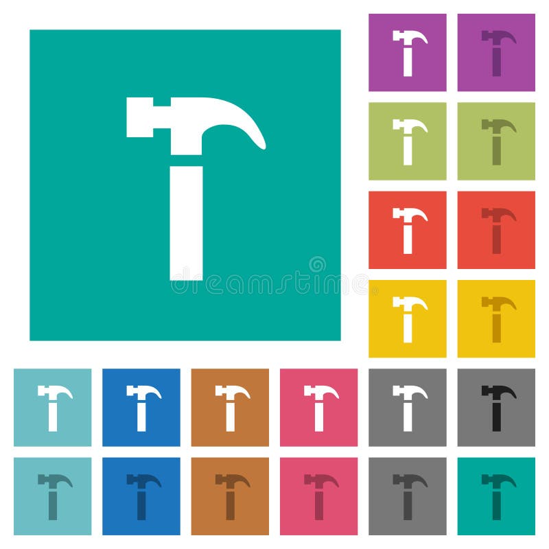 Single Hammer Square Flat Multi Colored Icons Stock Vector ...