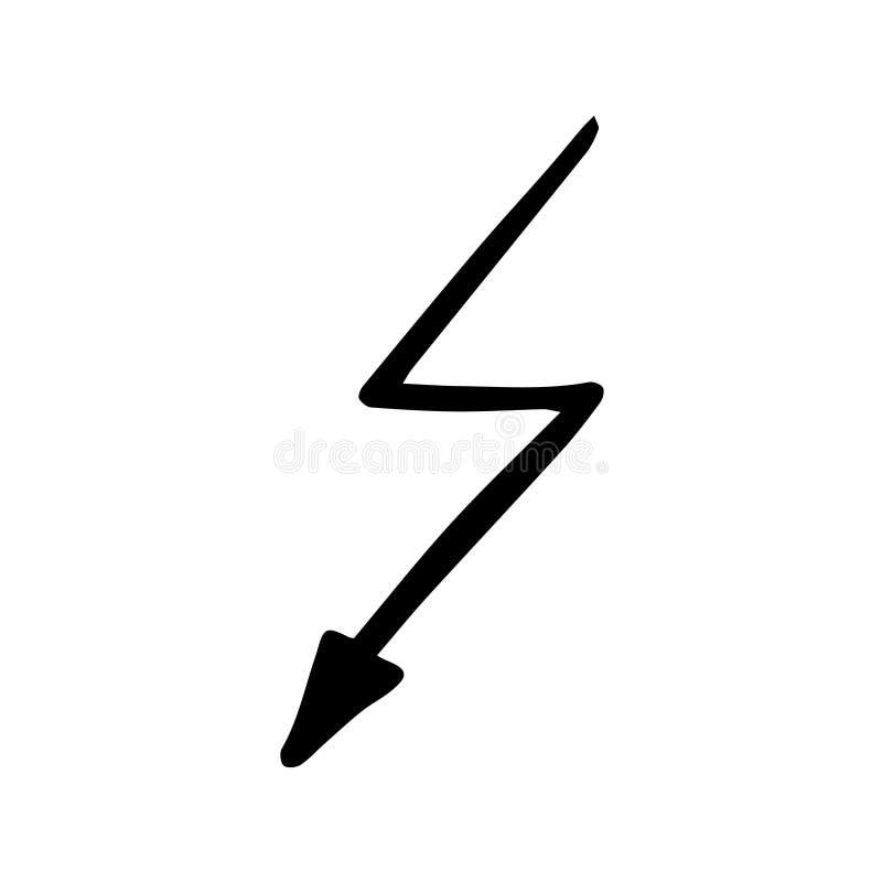 Single Hand Drawn Arrow or Lightning. Doodle Vector Illustration. Stock ...