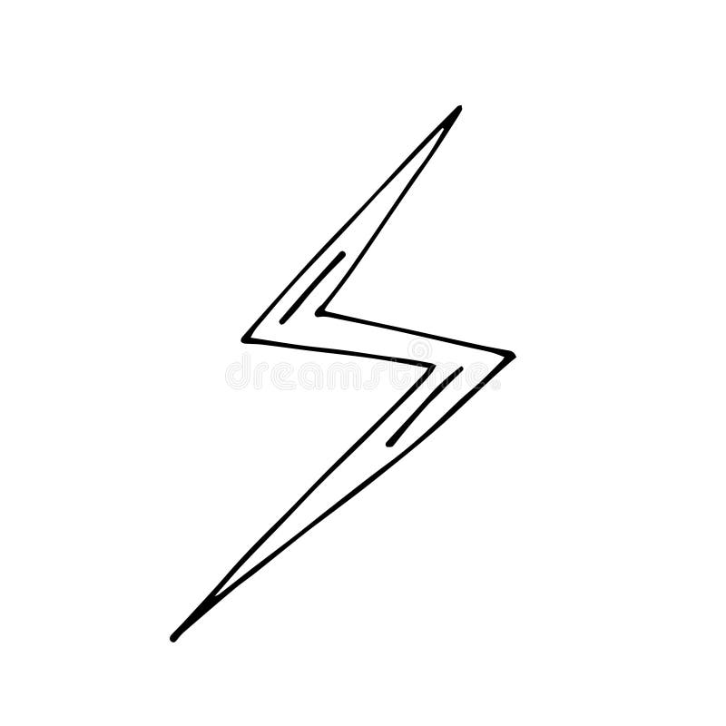 Single Hand Drawn Arrow or Lightning. Doodle Vector Illustration. Stock ...