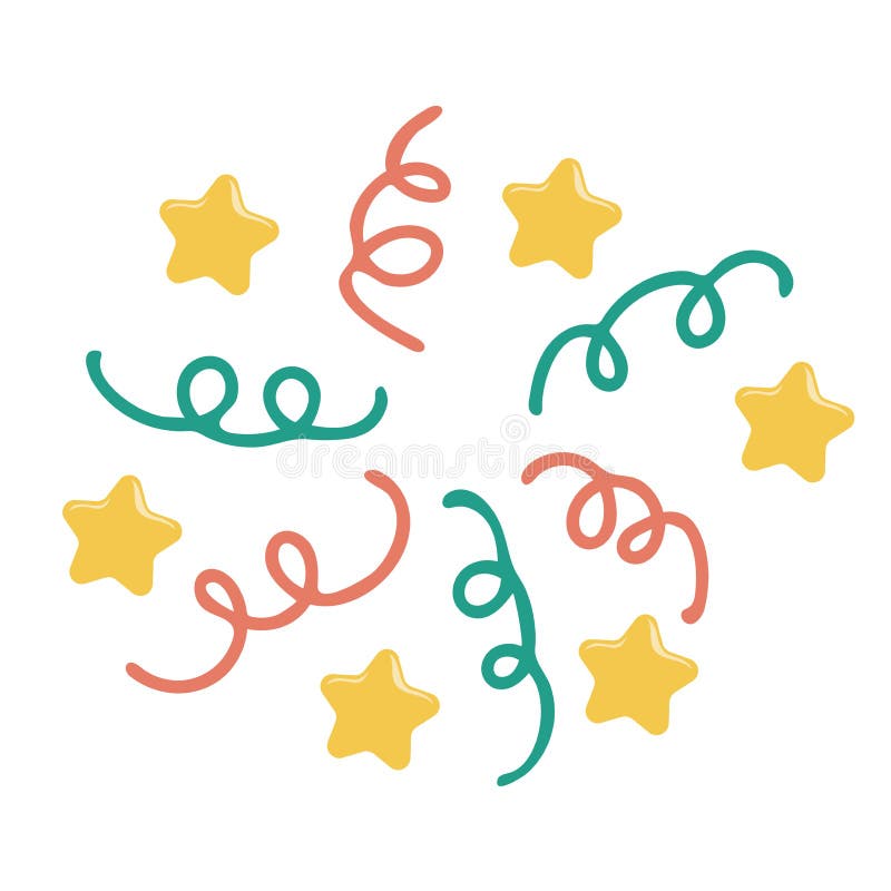 Single Hand Drawn Color Firework and Confetti with Stars Stock Vector ...