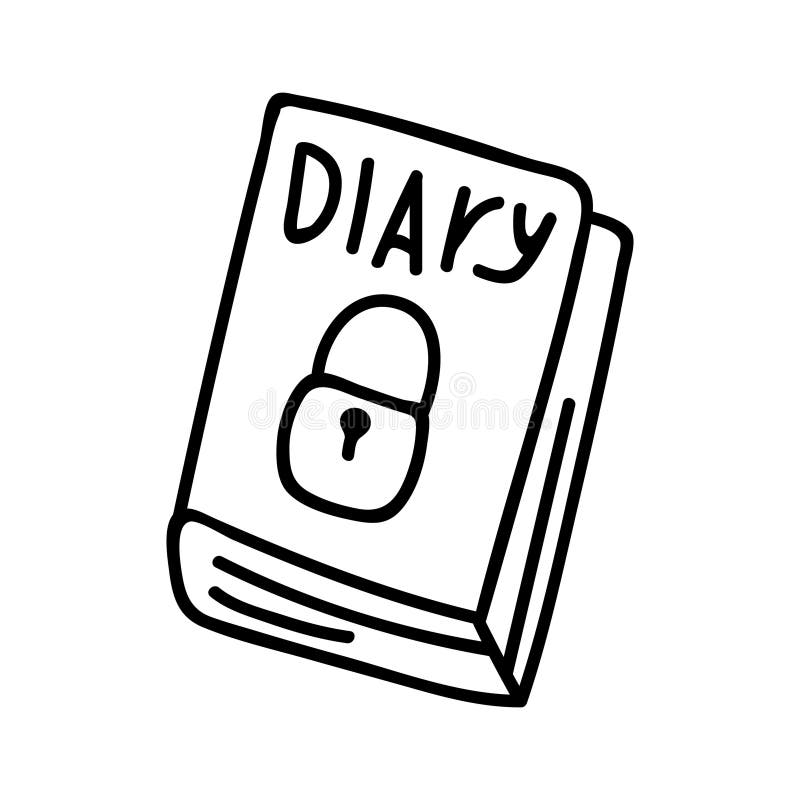 Single Hand Drawn Diary. Vector Illustration in Doodle Style. Isolate ...