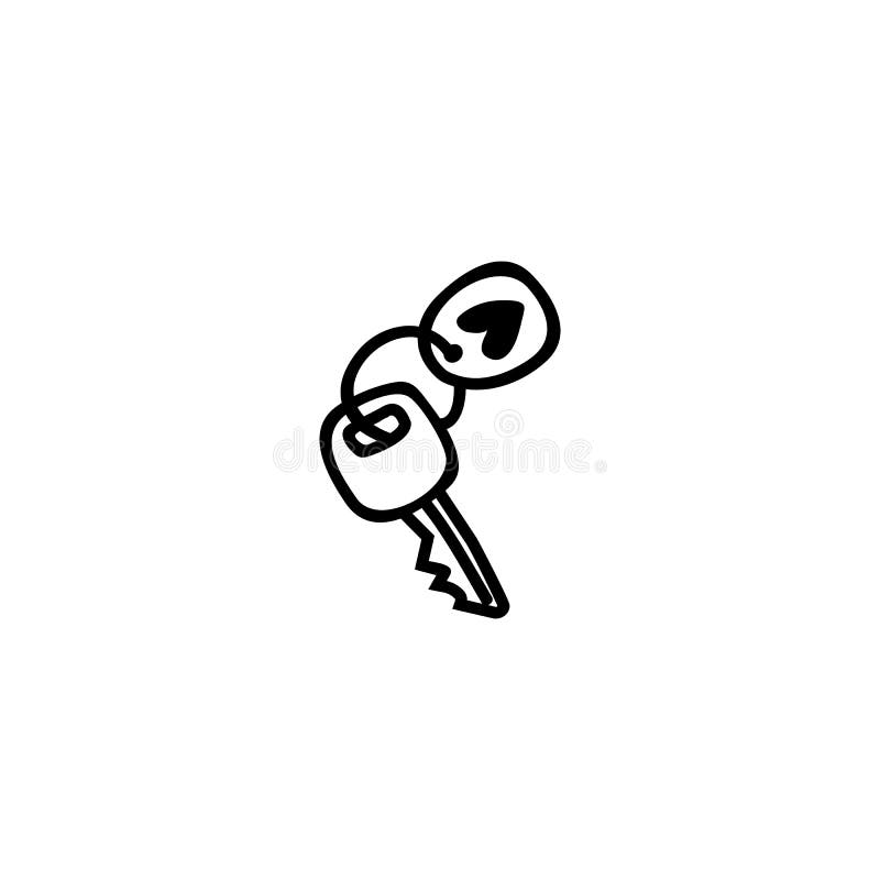 Single Hand Drawn Key. Vector Illustration in Doodle Style. Isolated on ...