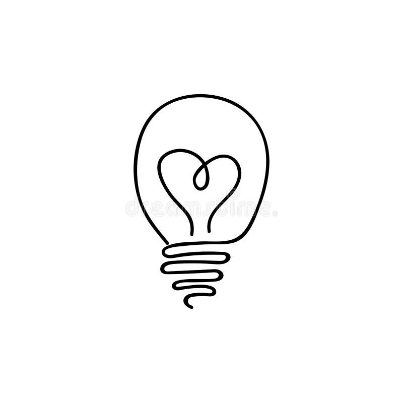 Single Hand Drawn Light Bulb. Vector Illustration in Doodle Style Stock ...