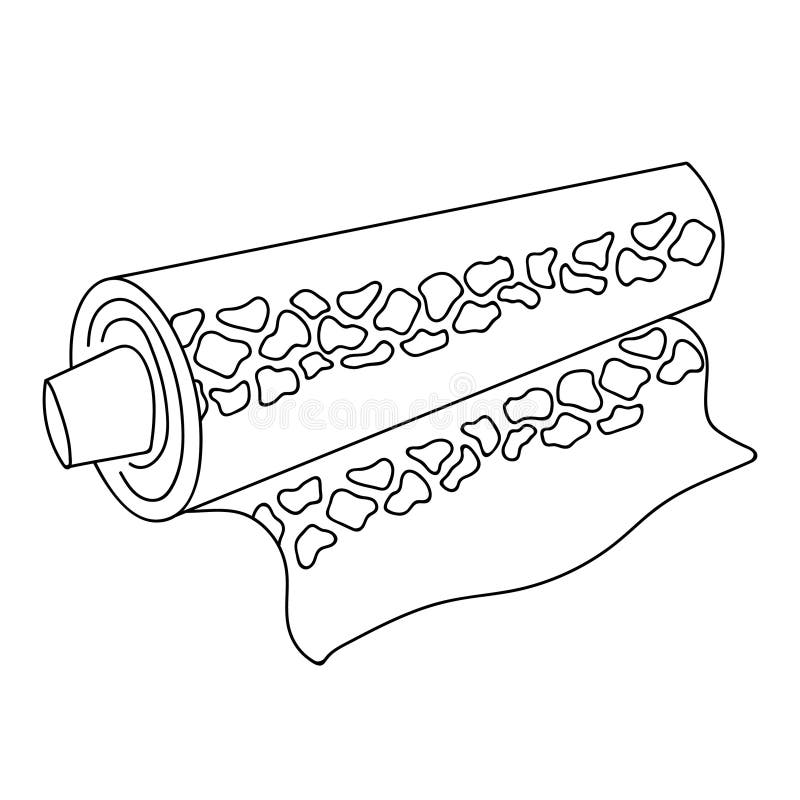 Single Hand Drawn Roll of Fabric. Vector Illustration in Doodle Style ...