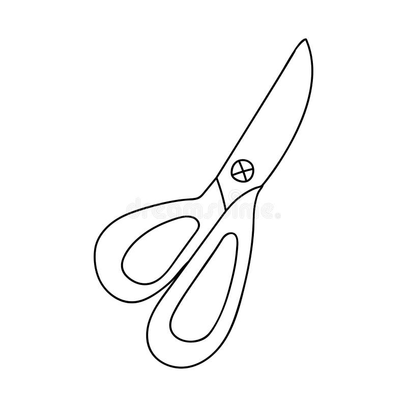 Single Hand Drawn Scissors. Vector Illustration in Doodle Style ...