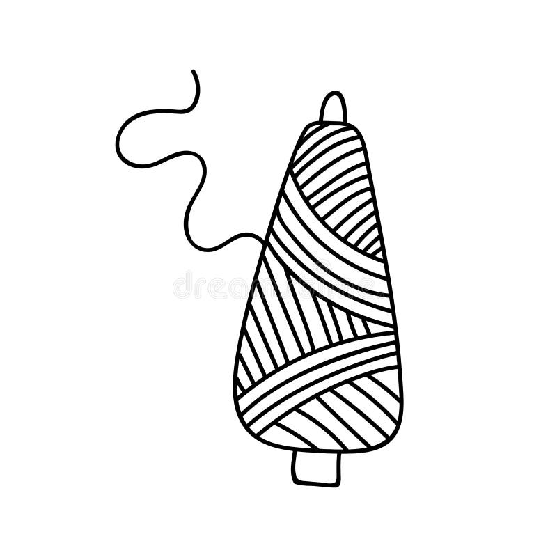 Single Hand Drawn Spool of Thread. Vector Illustration in Doodle Style ...
